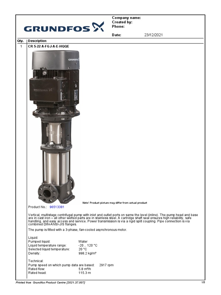 Pump Grundfos | PDF | Pump | Electric Motor
