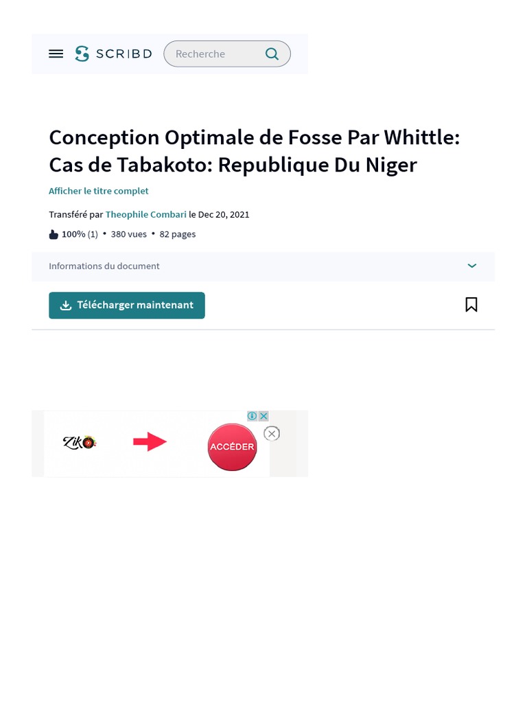 Conception Optimale de Fosse Par Whittle - Cas de Tabakoto - Republique Du Niger - PDF | PDF