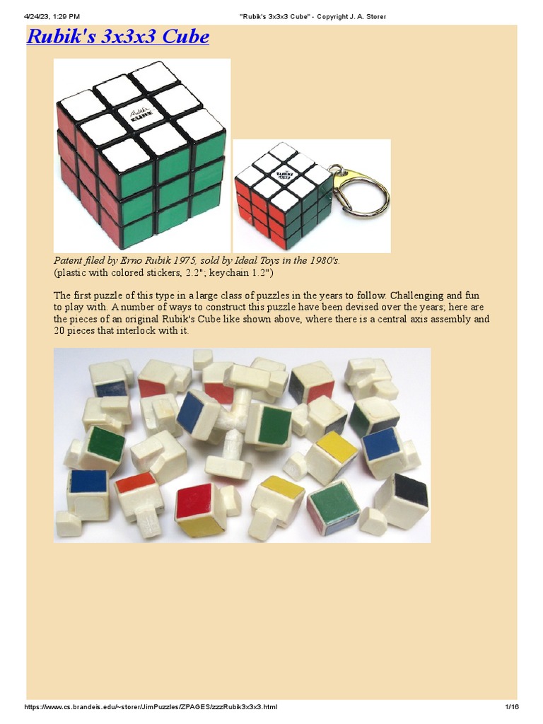 Solving Rubik's 3x3x3 Cube - Storer | Download Free PDF | Logic Puzzles ...