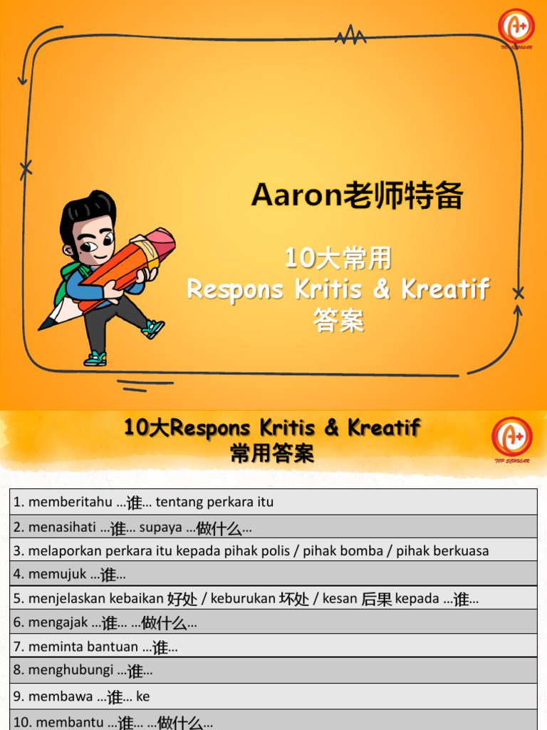 2023 1.0 Class 2 BM Bonus 10 Respons Kritis Kreatif | PDF