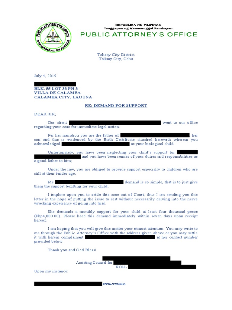 Demand for Child Support Notice | PDF