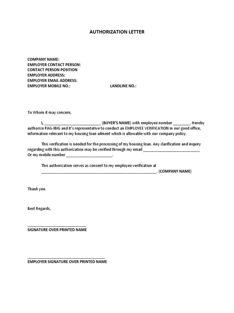 Authorization Letter Company | PDF