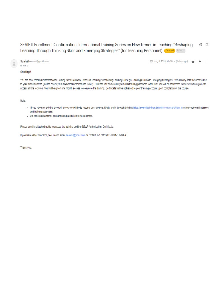 Seati Training Course | PDF