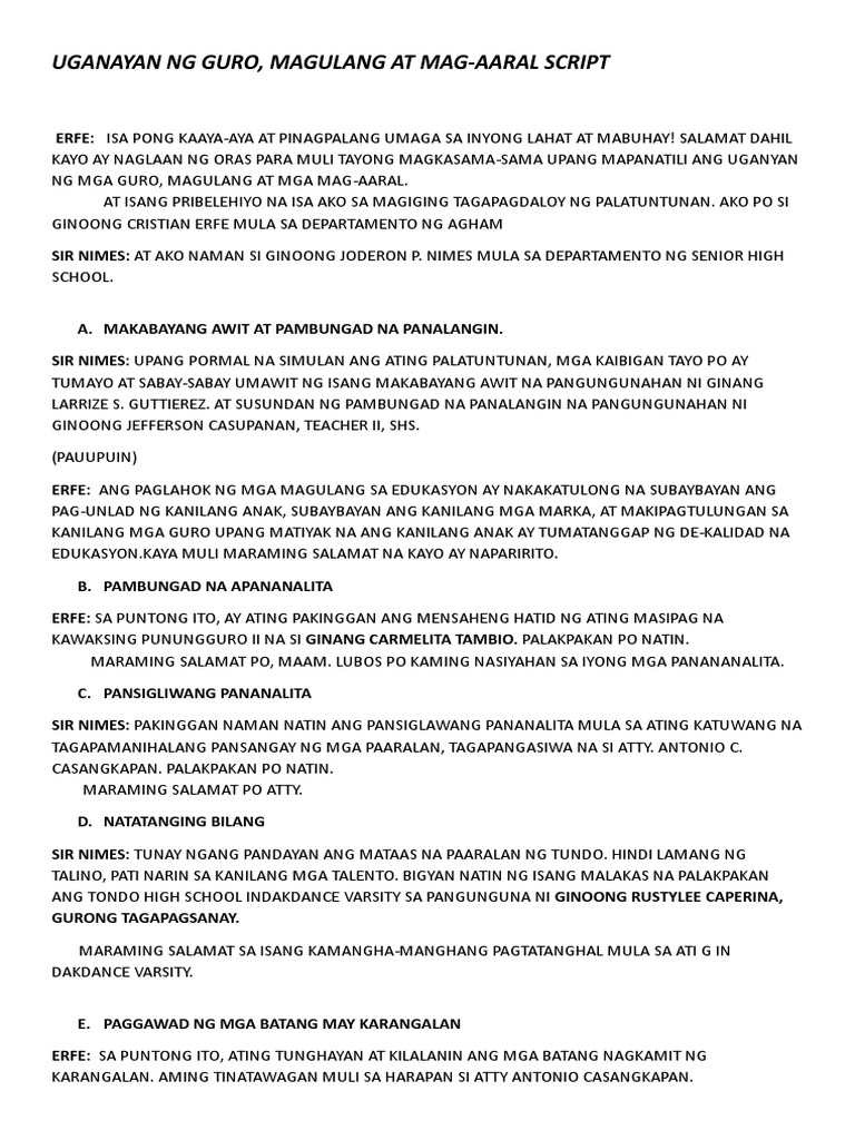 Uganayan NG Guro | PDF | Language Arts & Discipline