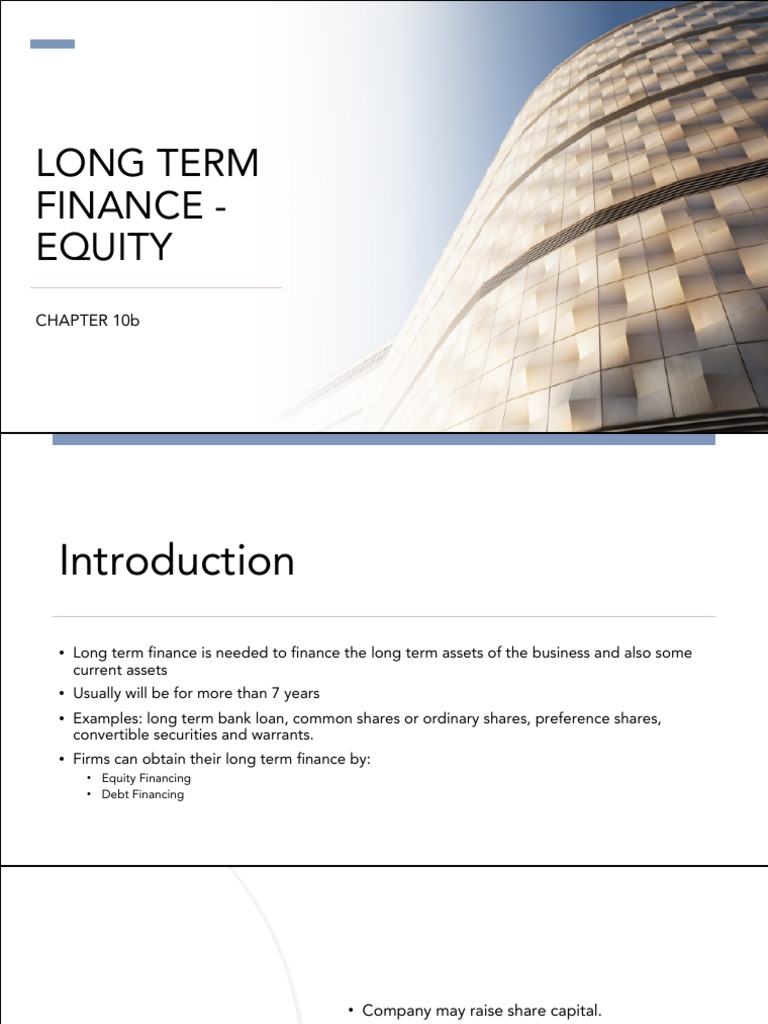 Chapter 10b Long Term Finance - Equity | PDF | Stocks | Preferred Stock Chapter 10b Long Term Finance - Equity | PDF | Stocks | Preferred Stock