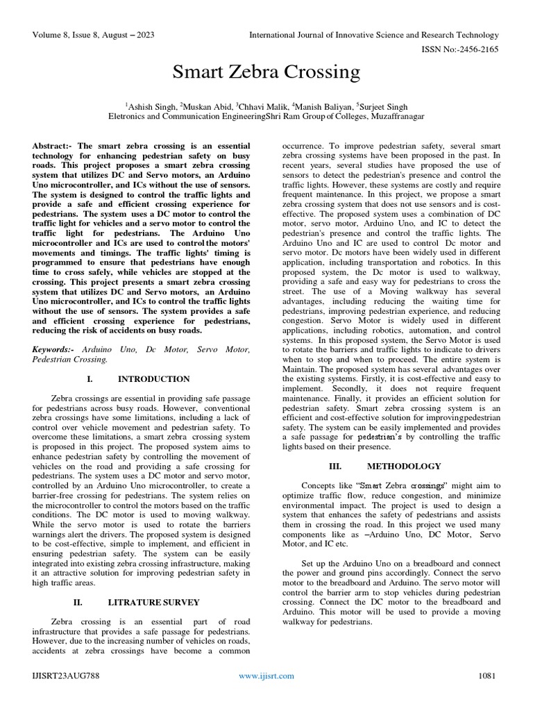 Smart Zebra Crossing | PDF | Arduino | Electric Motor