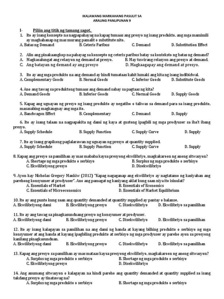 2nd Periodic Test AP9 | PDF