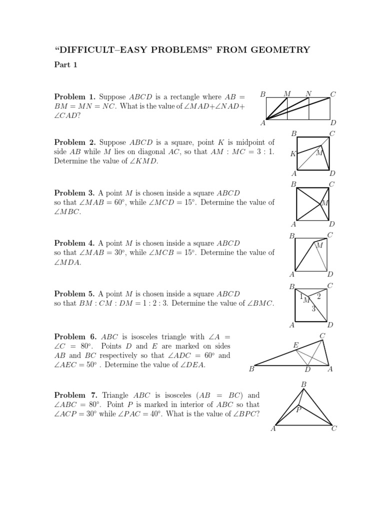 Tournament of Towns in Toronto - Geometry Problems | PDF | Triangle ...