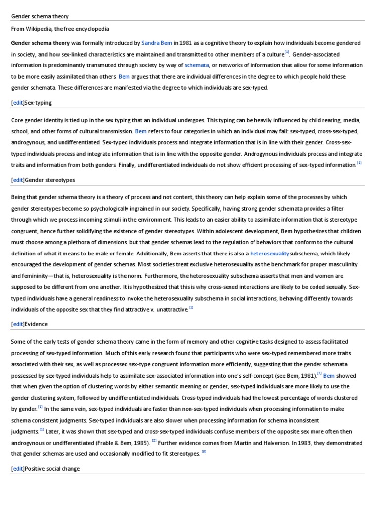 Gender Schema Theory | PDF | Psychological Concepts | Social Psychology