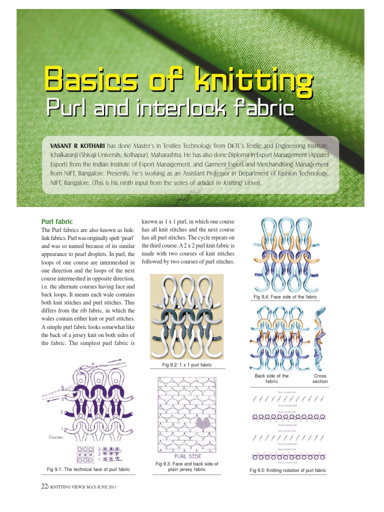 Interlock and Purl Fabric Structures | PDF | Knitting | Textiles