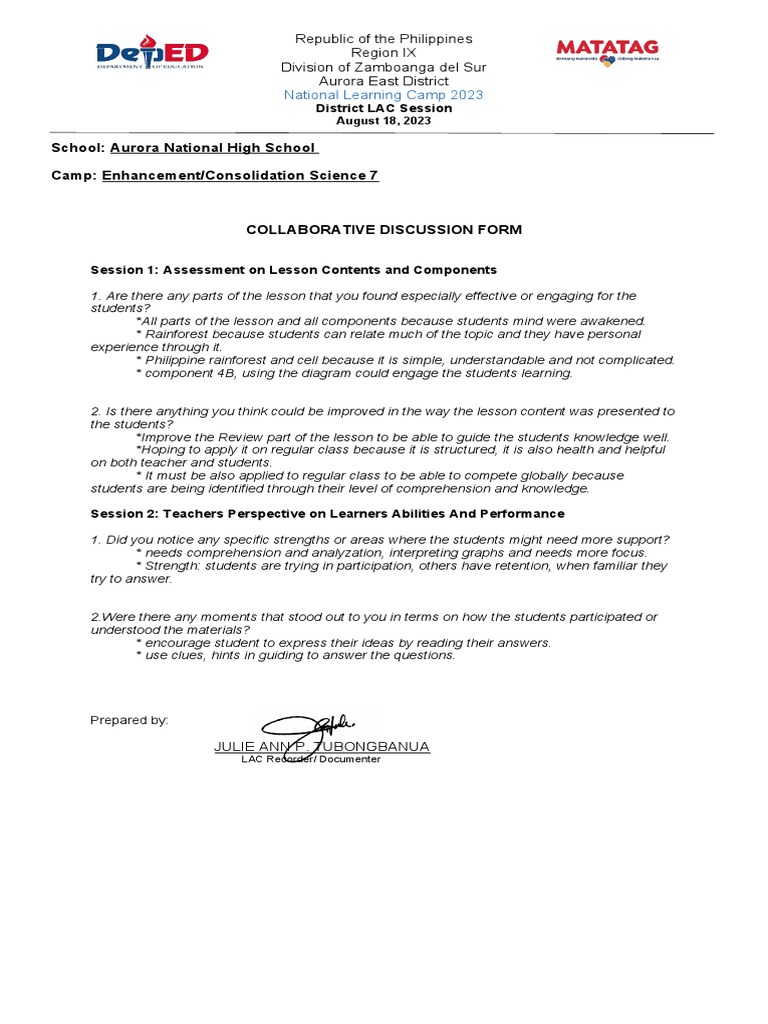 National Learning Camp 2023 Insights | PDF