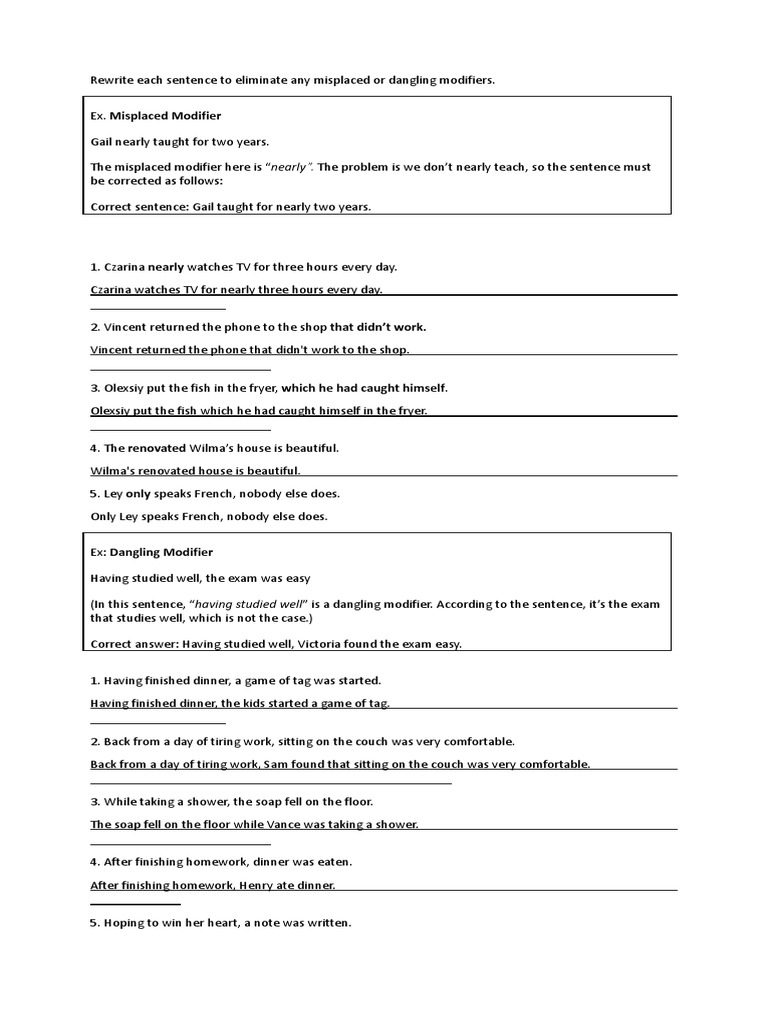 Activity (Using Appropriate Modifiers) | PDF