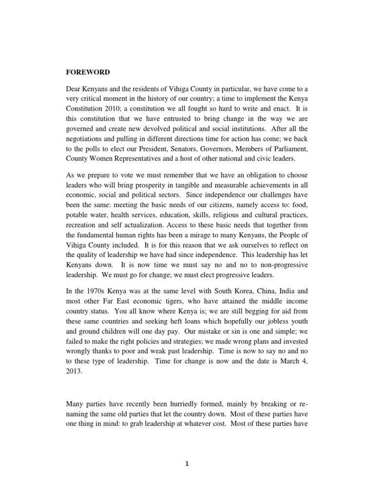 Manifesto Vihiga | PDF | Agriculture | Livestock