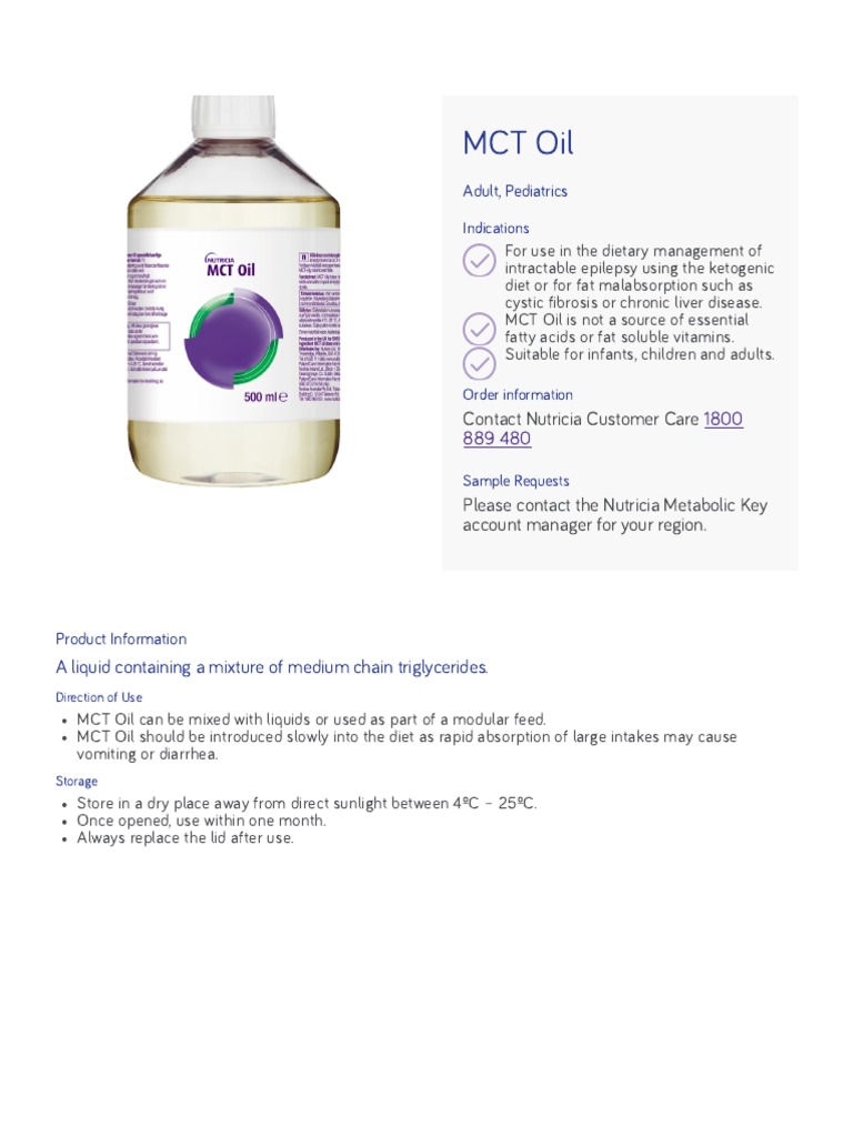 MCT Oil: Adult, Pediatrics | PDF