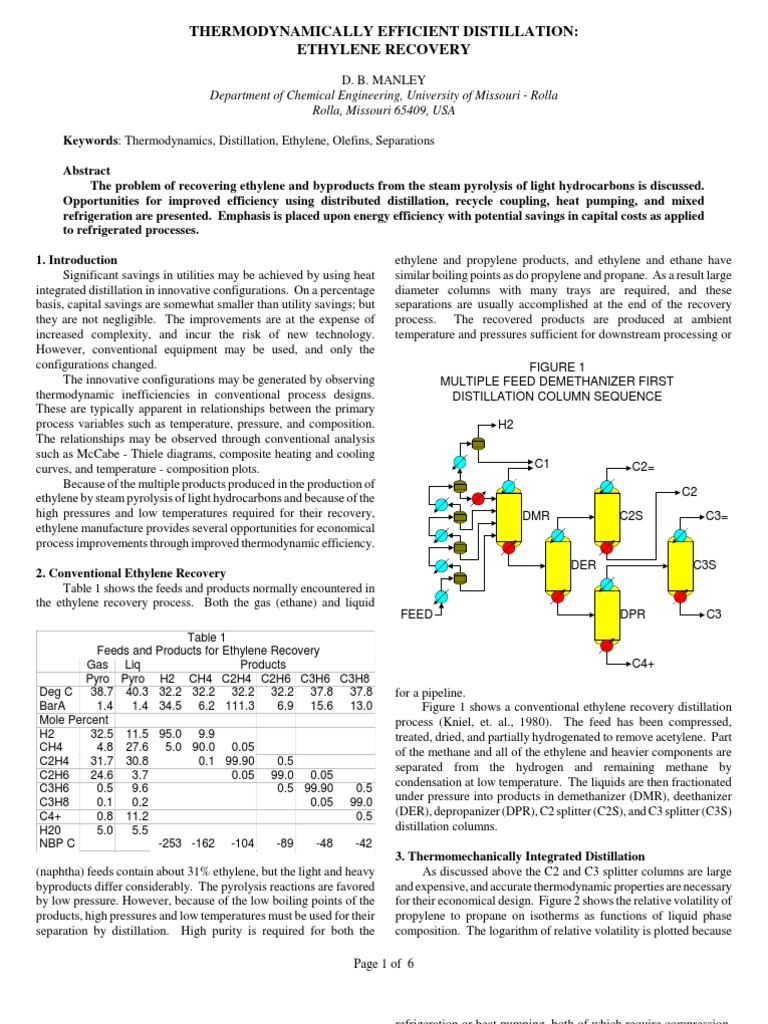 Ethylene | PDF | Refrigeration | Distillation