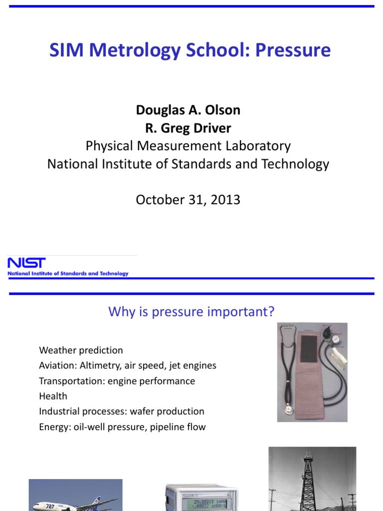 SIM Metrology School Pressure Olson | PDF | Pressure Measurement | Pressure