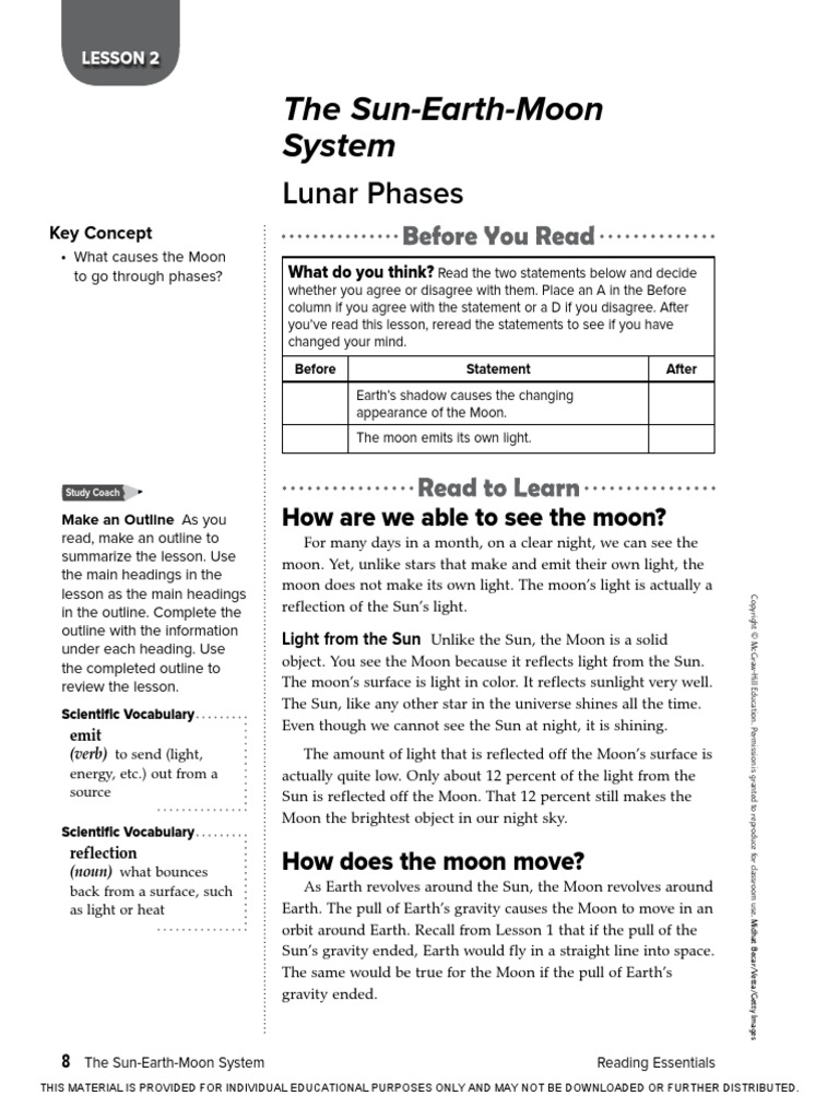 Lesson 2 Lunar Phases | PDF | Moon | Planetary Mass Satellites