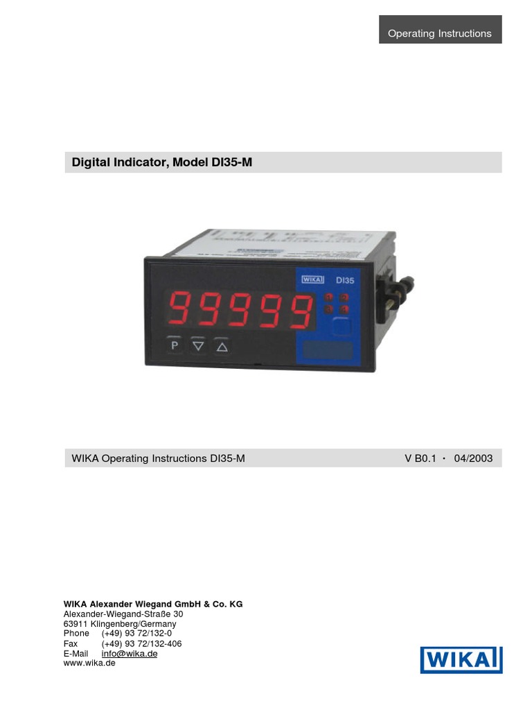 Digital Indicator, Model DI35-M: Operating Instructions | PDF | Programming | Computer Program