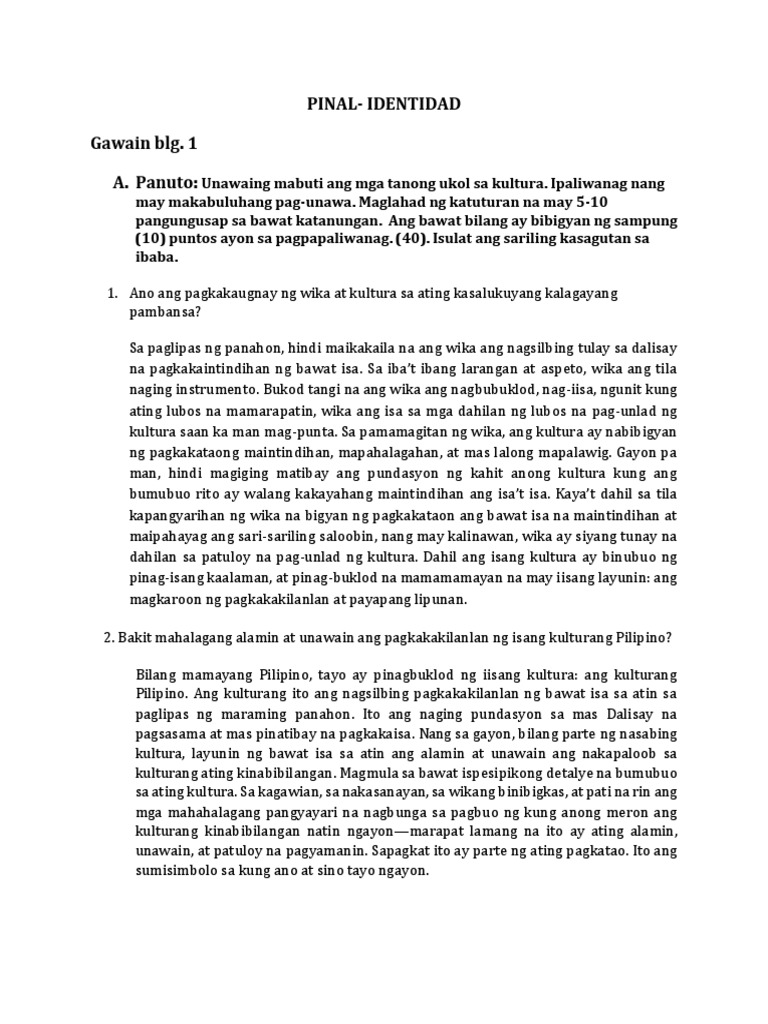 BENCITO - Identidad-Pinal Na Gawain | PDF