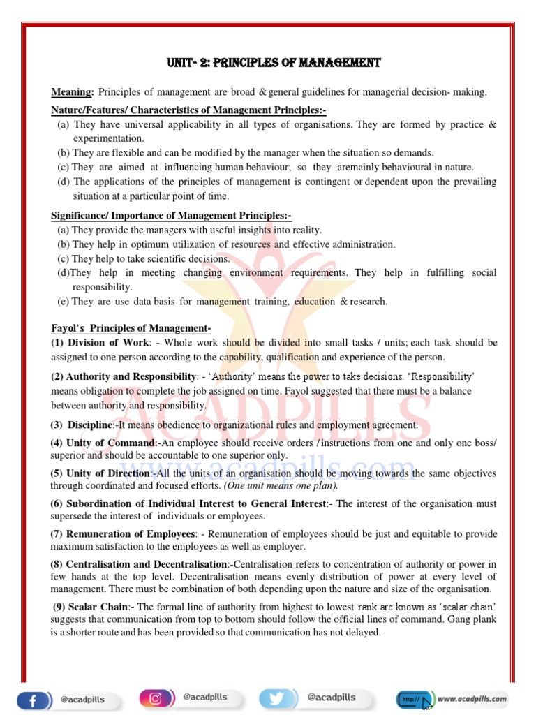 Unit 2 Principles Of Management Pdf Employment Business