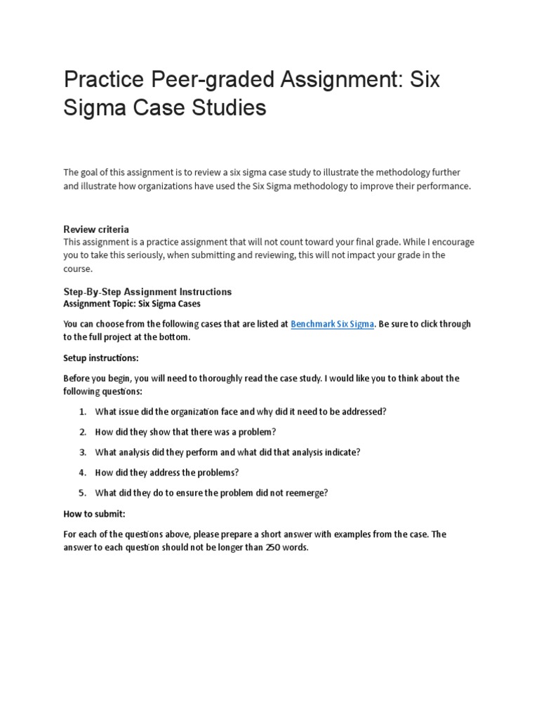 Practice Peer Six Sigma | PDF