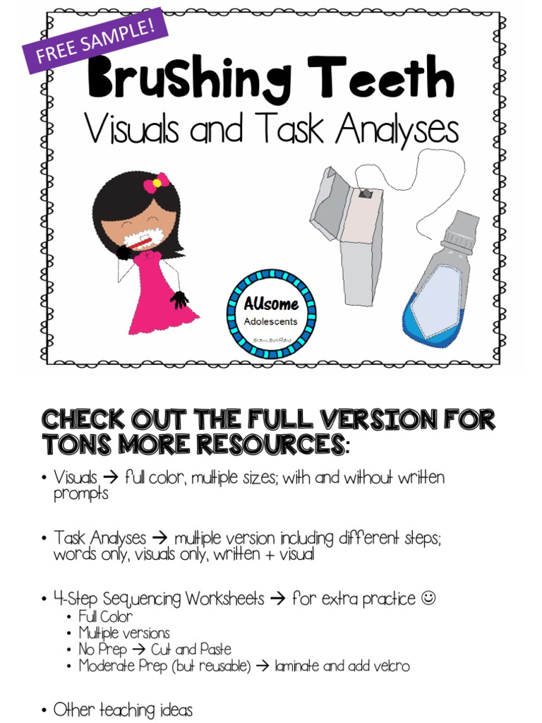 Brushing Teeth: Visuals and Task Analyses | PDF