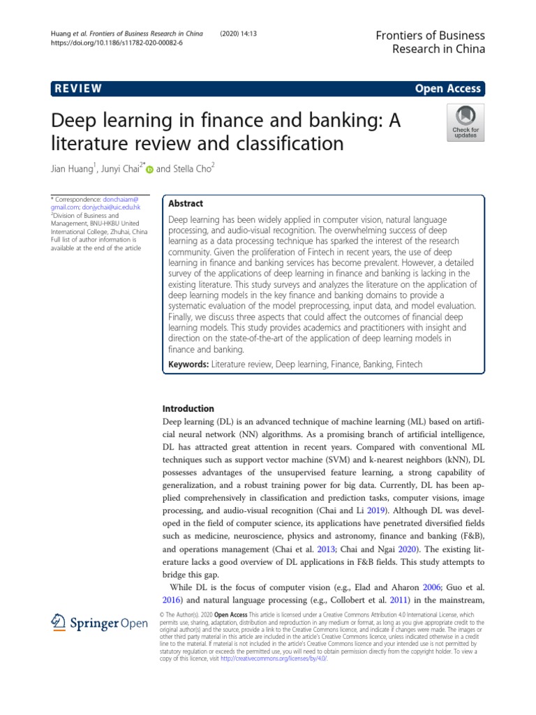 Deep Learning in Finance and Banking: A Literature Review and ...