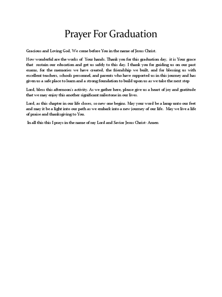 Prayer For Graduation | PDF