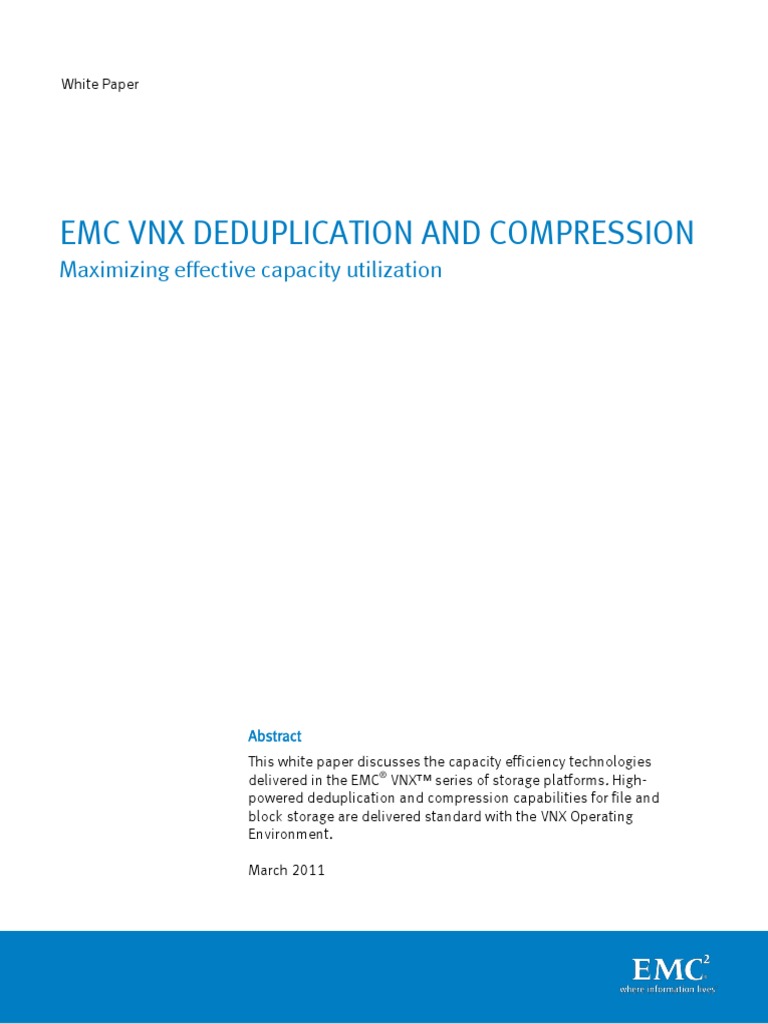EMC VNX Deduplication and Compression | PDF | Computer File | Backup