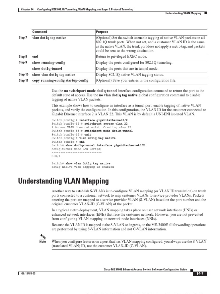 VLAN Mapping On Me3400 | PDF | Network Switch | Computer Network