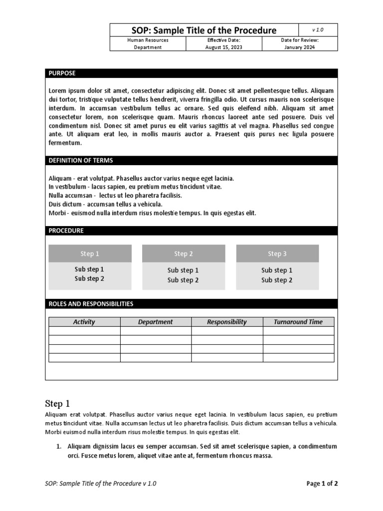 Proposed SOP Template XXX | PDF