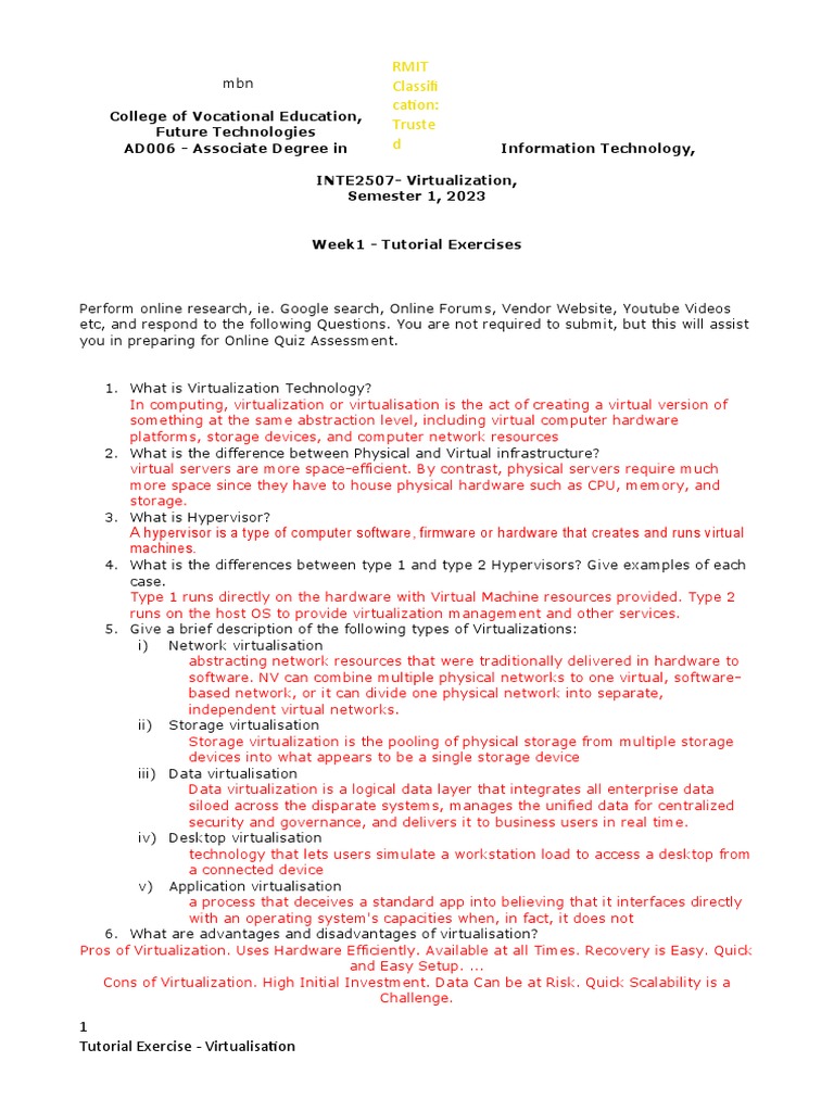 Tutorial-Exercise-Virtualisation | PDF | Virtualization | Information Technology