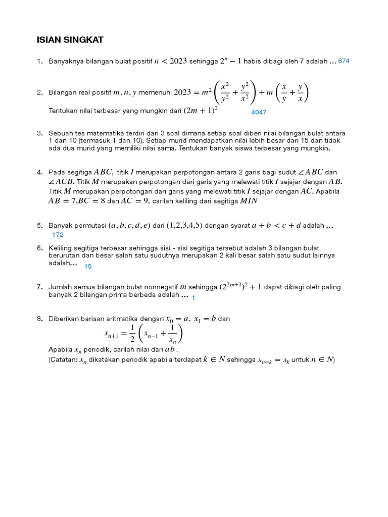 Soal TO OSP MATEMATIKA | PDF