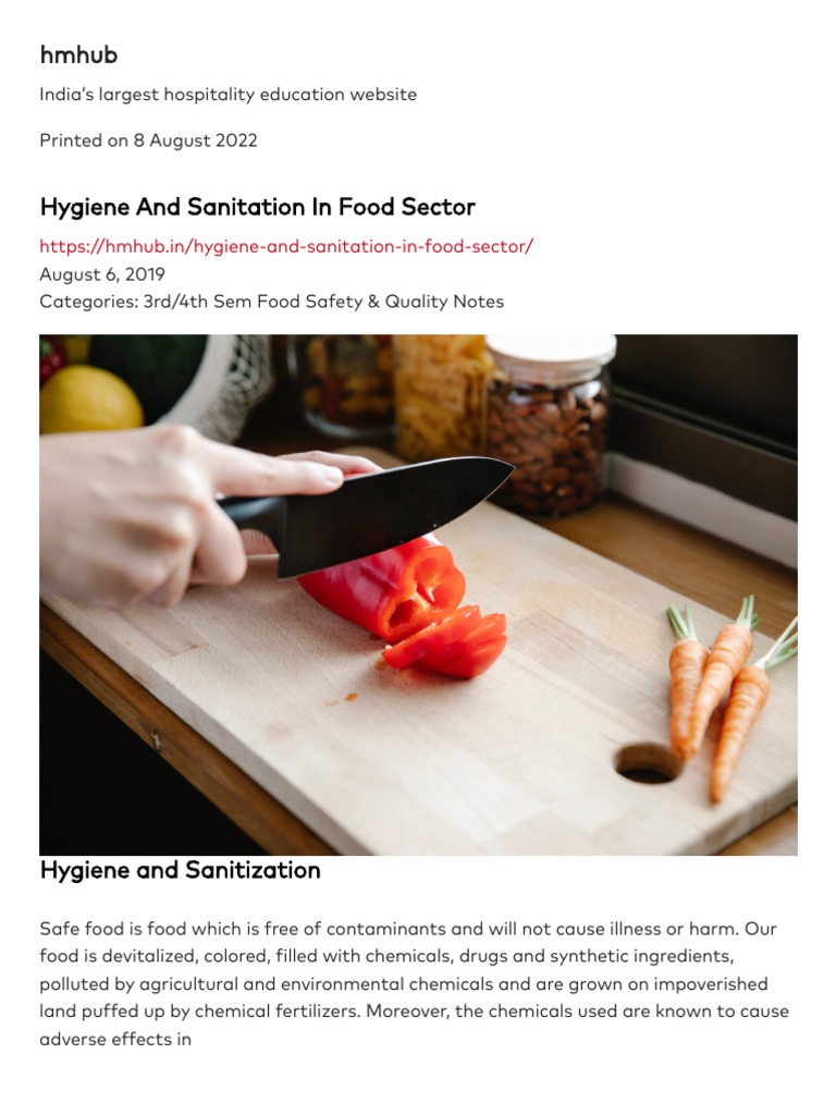 Hygiene and Sanitation in Food Sector - Hmhub | PDF | Hygiene | Food Safety