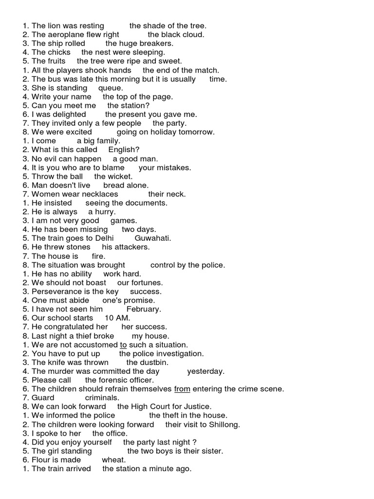 Preposition Exercise | PDF