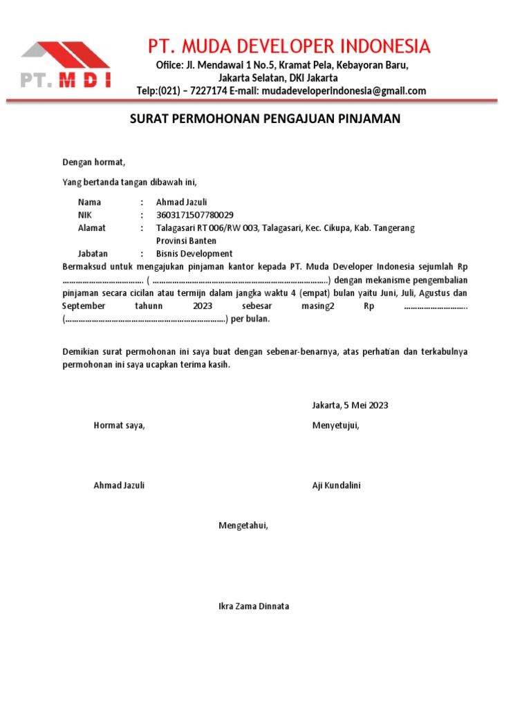 Surat Pengajuan Pinjaman | PDF