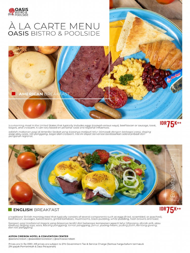 Menu Oasis Bistro | PDF