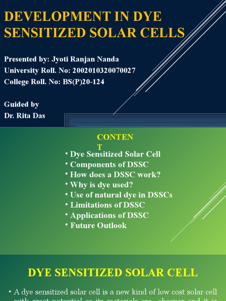 Anik Sengupta on Dye Sensitized Solar Cells | PDF | Solar Cell ...