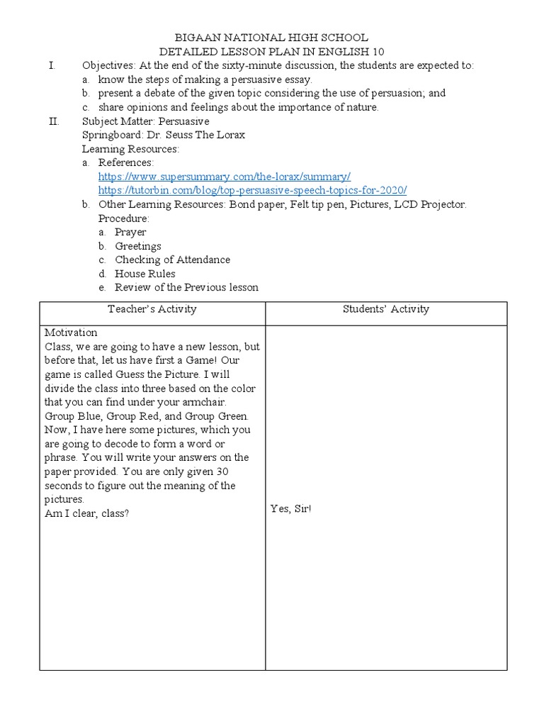 Persuasive Lesson Plan | PDF | Persuasion | Rhetoric