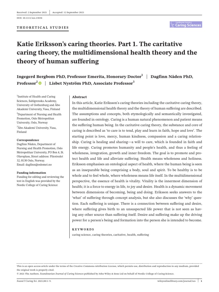 Katie Erikssons Caring Theories Part 1 the Carita (3) | PDF | Theory ...