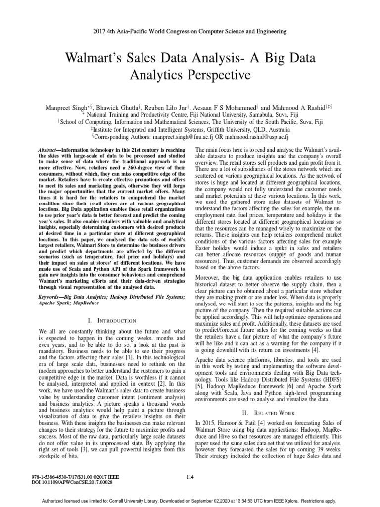 Walmart's Sales Data Analysis - A Big Data | PDF | Apache Spark ... Walmart's Sales Data Analysis - A Big Data | PDF | Apache Spark ...