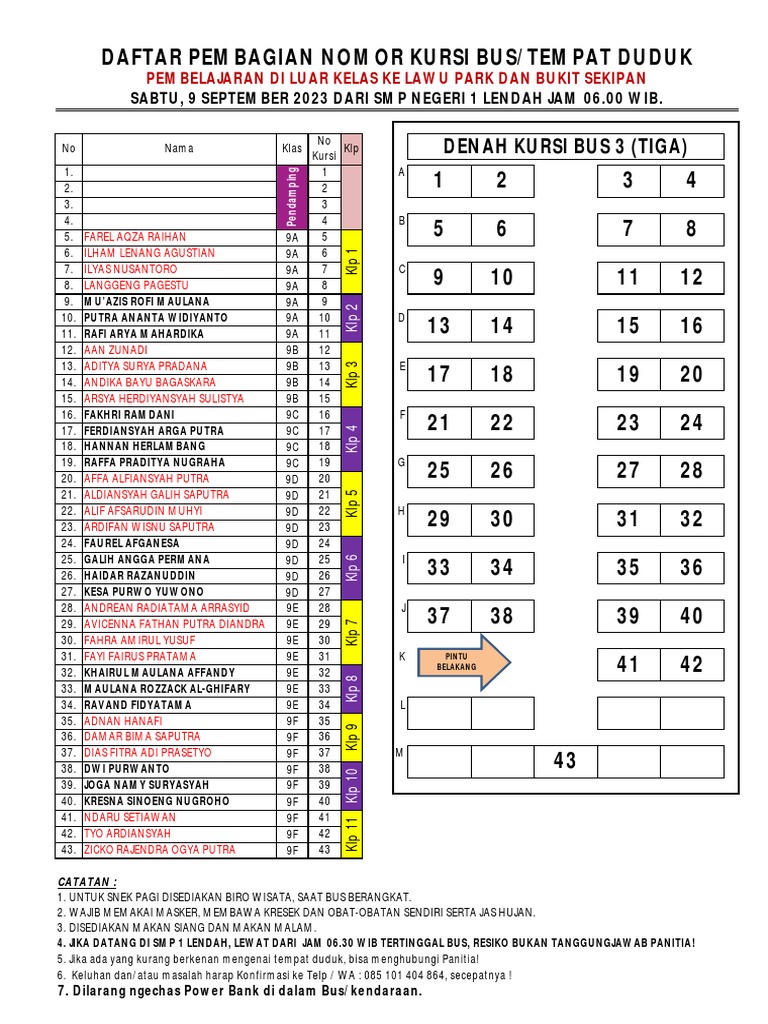 Daftar Peserta Bus Wisata 03 | PDF