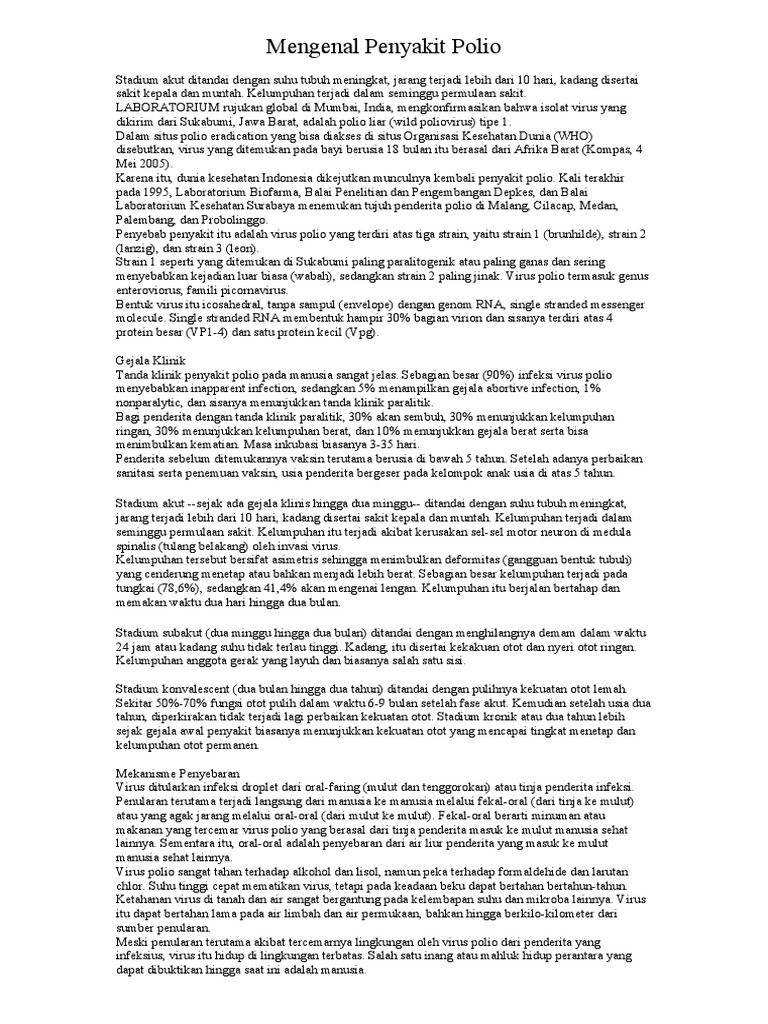 Mengenal Penyakit Polio | PDF
