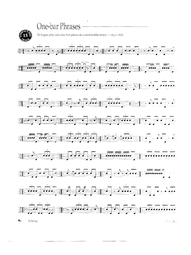 The Art of Bop Drumming, One Bar Phrase. | PDF