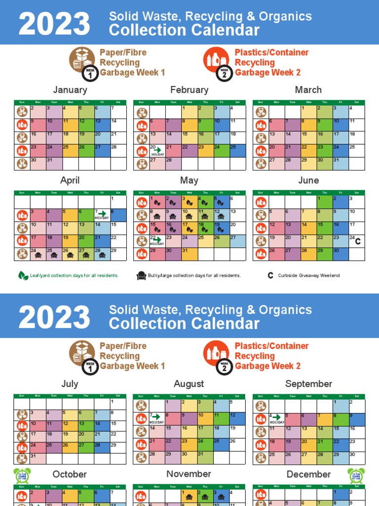 2023 Solid Waste Collection Calendar | PDF | Municipal Solid Waste ...