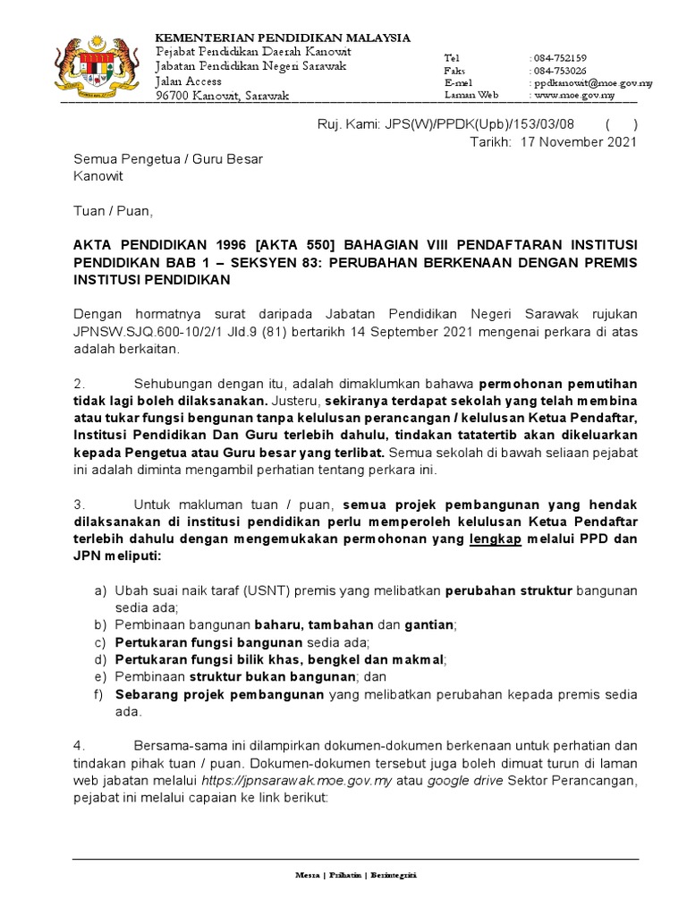 2021.11.17 PPD - Akta Pendidikan 1996 (Akta 550) | PDF
