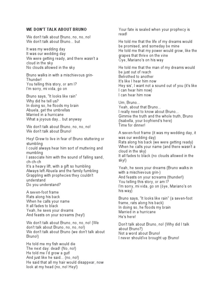 WE DONt Talk About Bruno | PDF