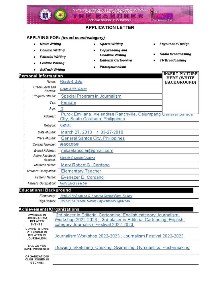 The Rancher Application Letter Template | PDF | Journalism | Human ...