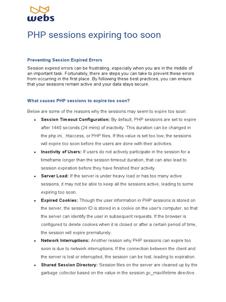 PHP Sessions Expiring Too Soon | PDF