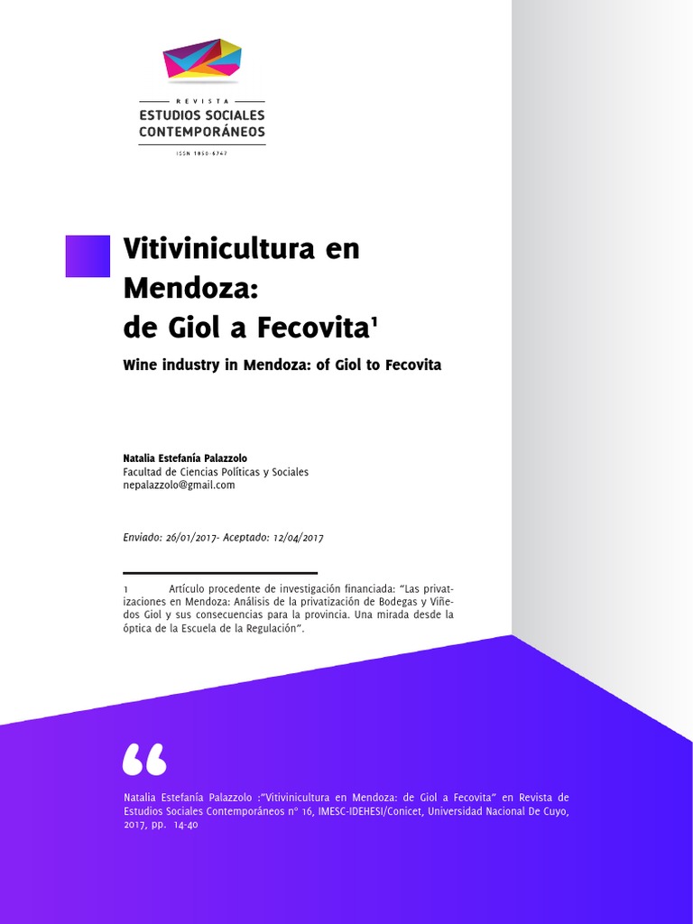 Vitivinicultura en Mendoza Giol A Feco | PDF | Vino | Deuda